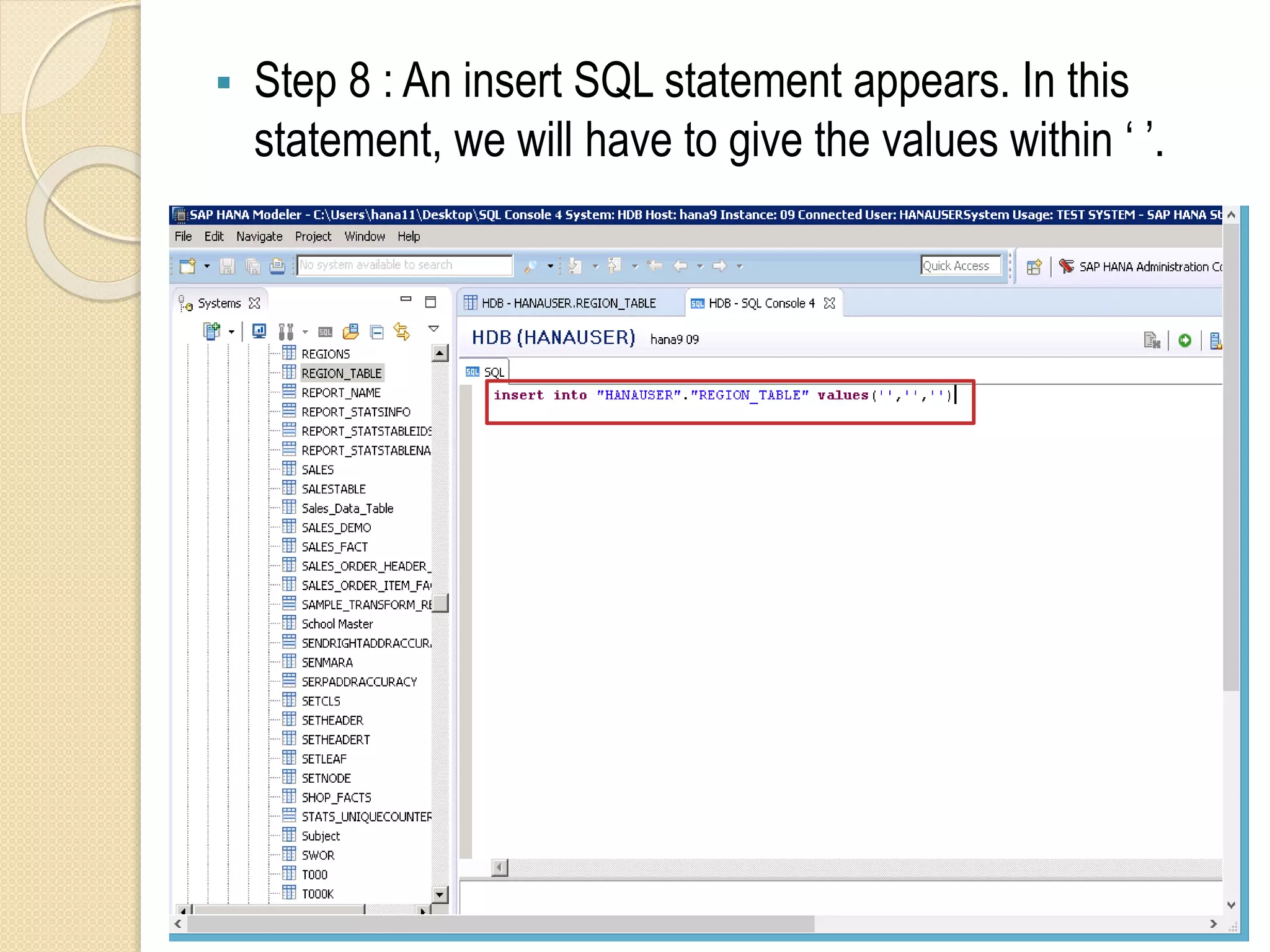 SAP HANA - Manually to insert_data_table | PPTX | Databases | Computer Software and Applications