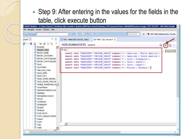 SAP HANA - Manually to insert_data_table | PPTX | Databases | Computer Software and Applications