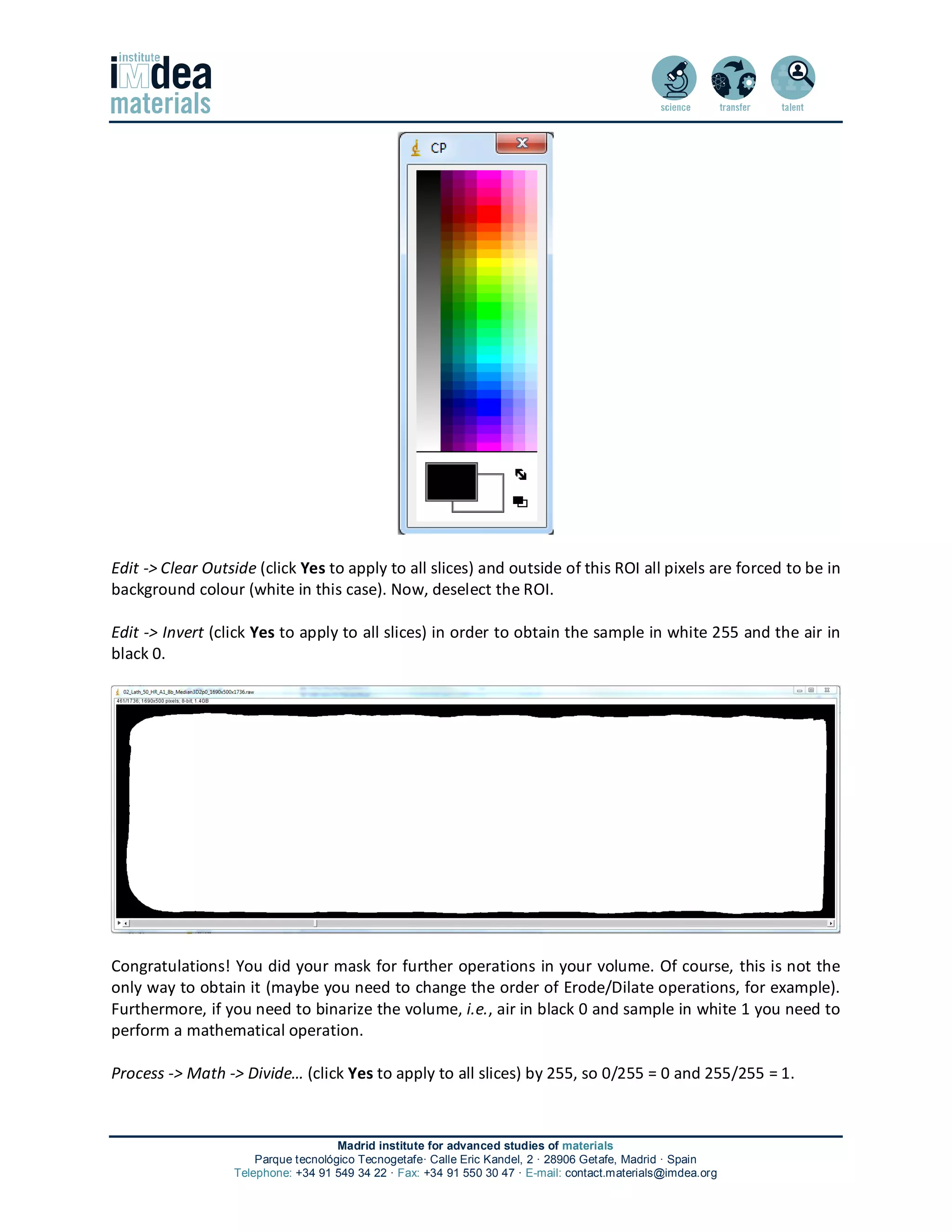 How to make a mask for an XCT reconstructed volume with ImageJ | PDF ...