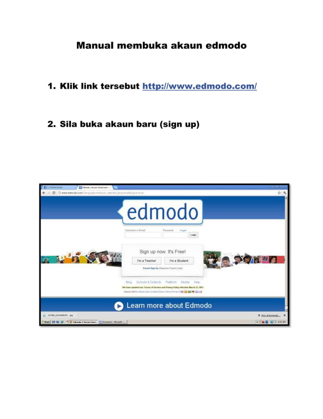 Manual membuka akaun edmodo | DOCX