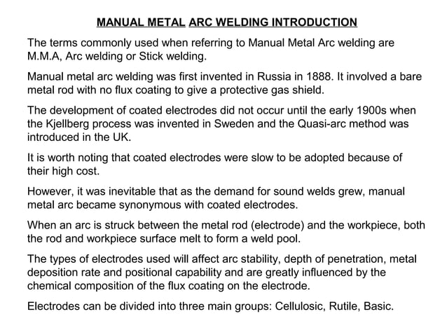 Manual metal arc welding | PPT