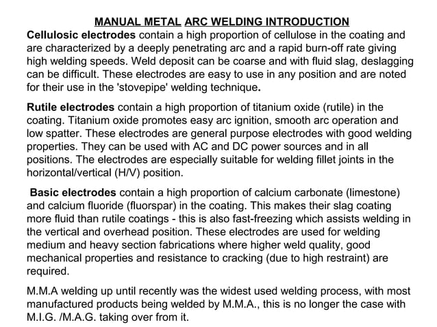 Manual metal arc welding | PPT