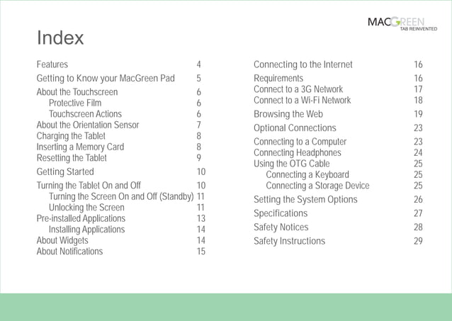 MacGreen Tablet PC MG- 7232C Startup Guide | PPT
