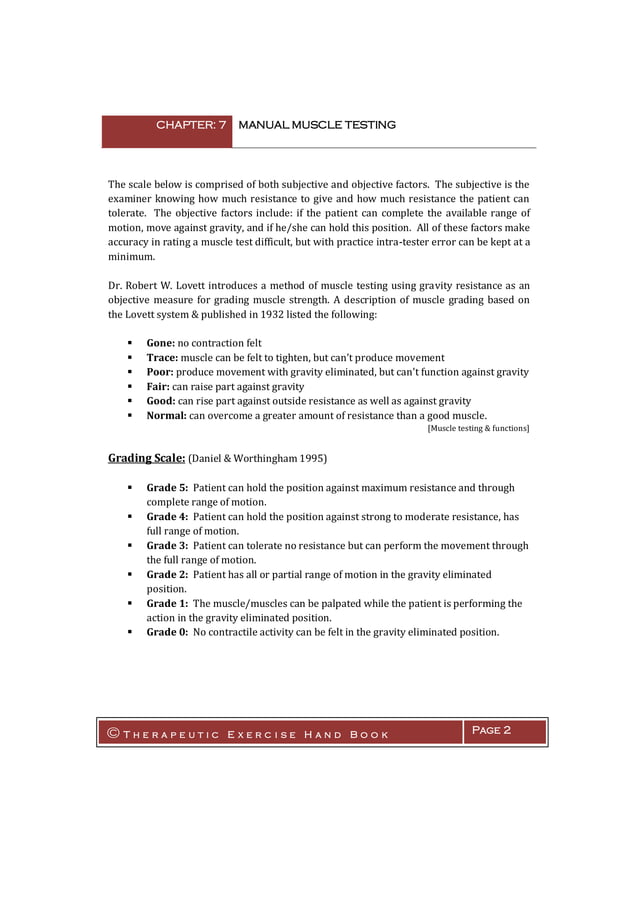 Manual muscle testing | PDF | Death, Injury, or Military Conflict ...