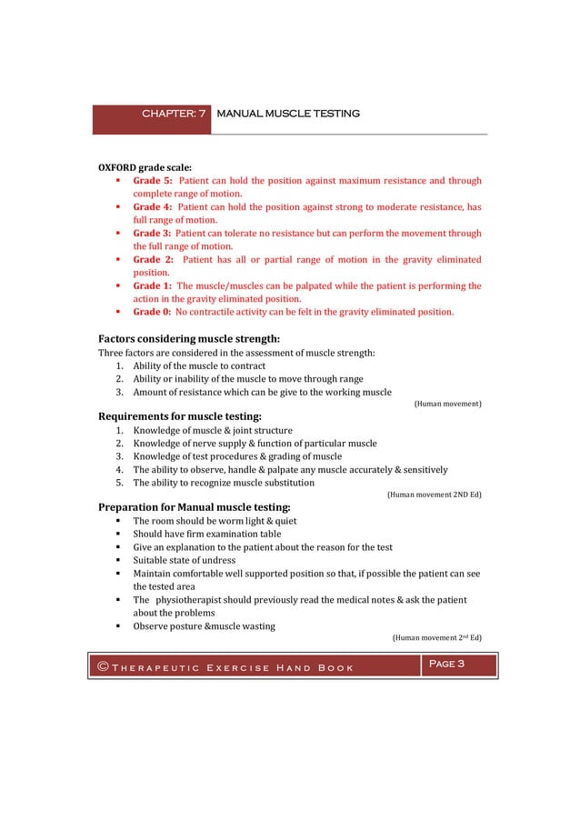 Manual muscle testing | PDF | Death, Injury, or Military Conflict ...