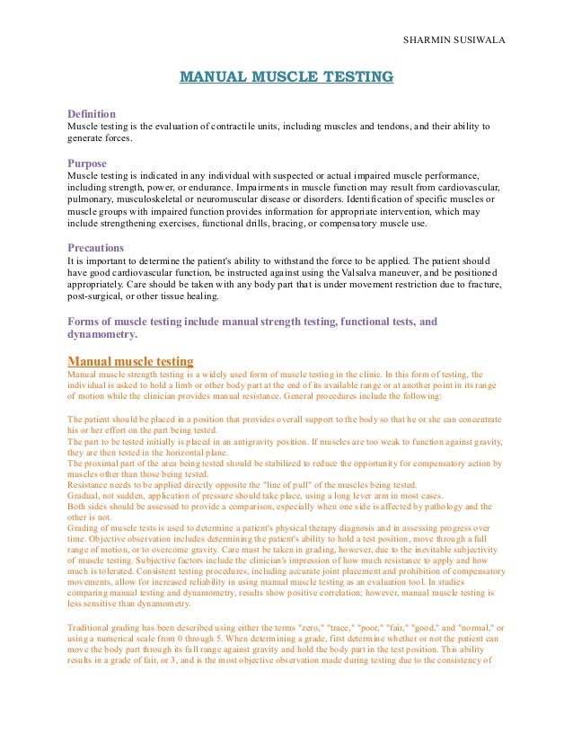 Manual Muscle Testing List – List Of Muscle Groups – LIHS