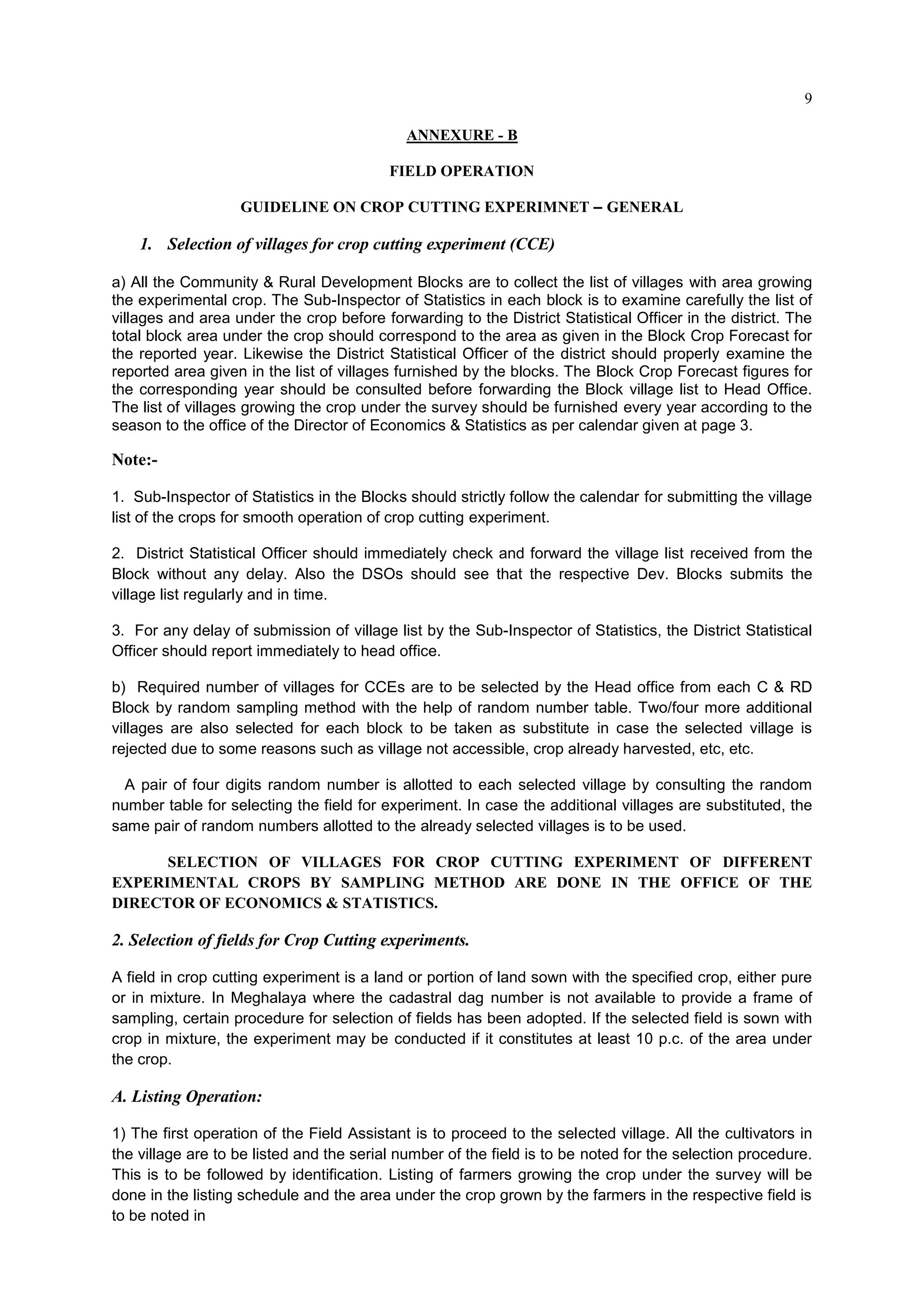 Manual Of Crop Cutting Experiment Pdf