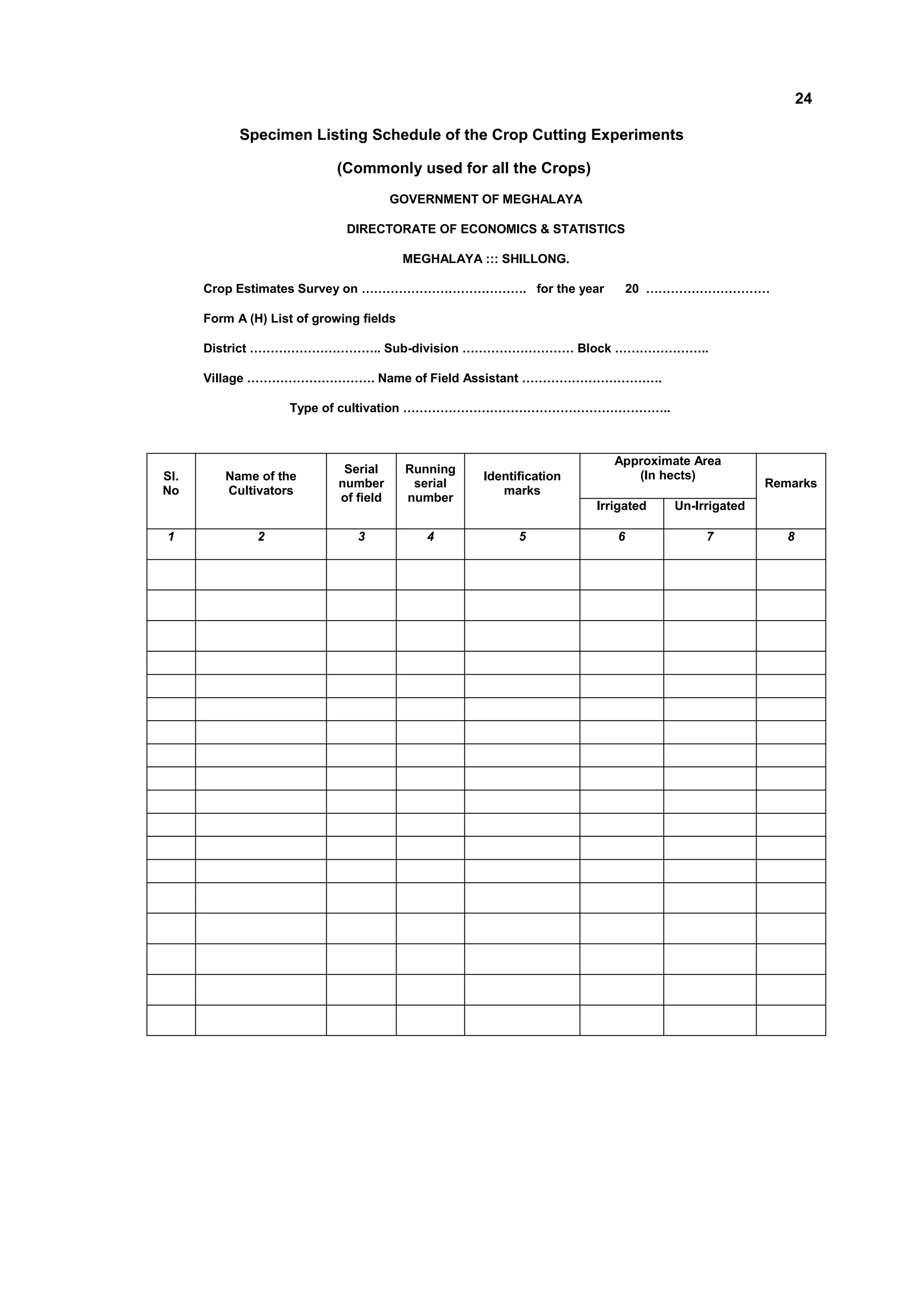 Manual Of Crop Cutting Experiment Pdf