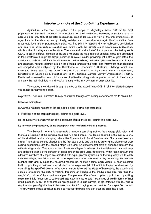 Manual of Crop Cutting Experiment.PDF | Agriculture | Industries