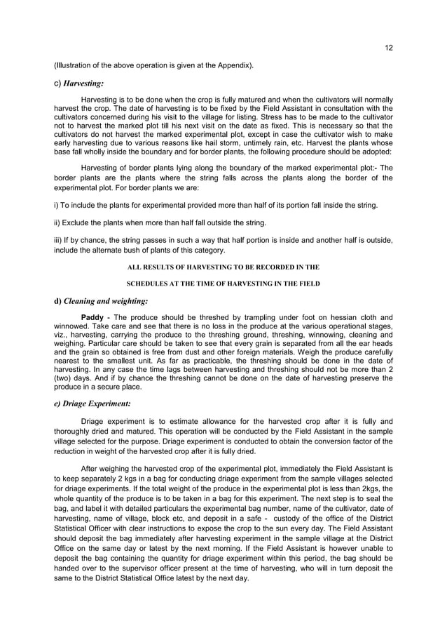 Manual of Crop Cutting Experiment.PDF | Agriculture | Industries