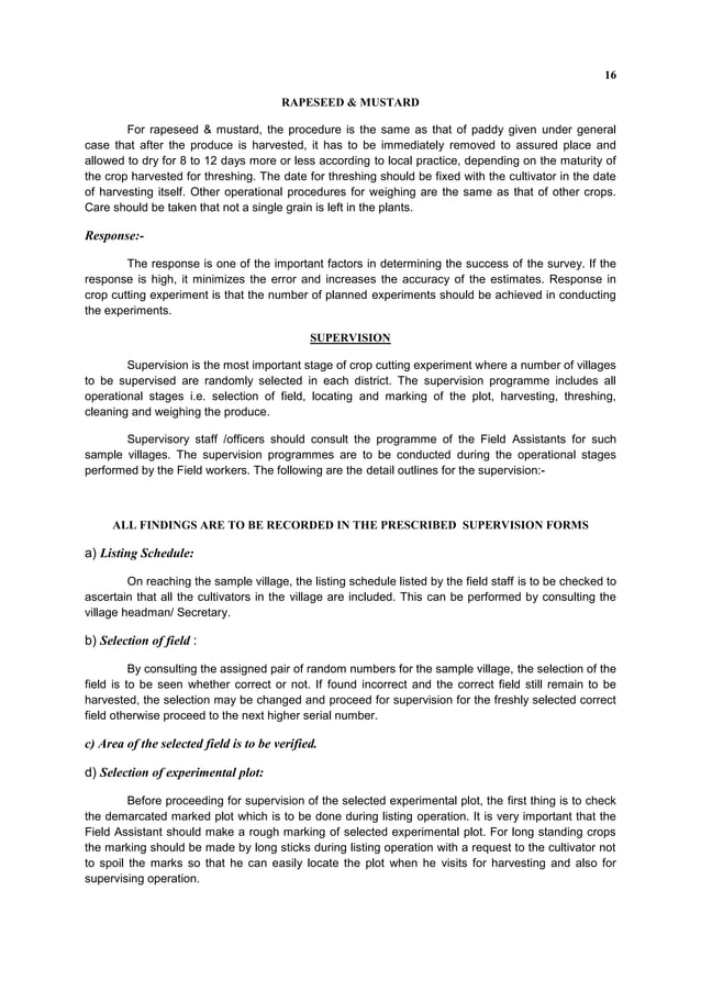 Manual of Crop Cutting Experiment.PDF | Agriculture | Industries