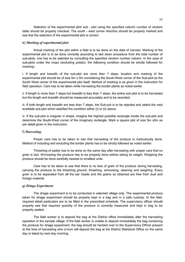 Manual of Crop Cutting Experiment.PDF | Agriculture | Industries