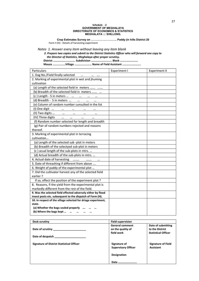 Manual of Crop Cutting Experiment.PDF | Agriculture | Industries