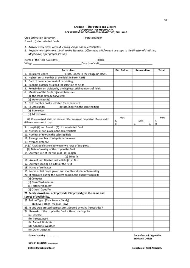 Manual of Crop Cutting Experiment.PDF | Agriculture | Industries