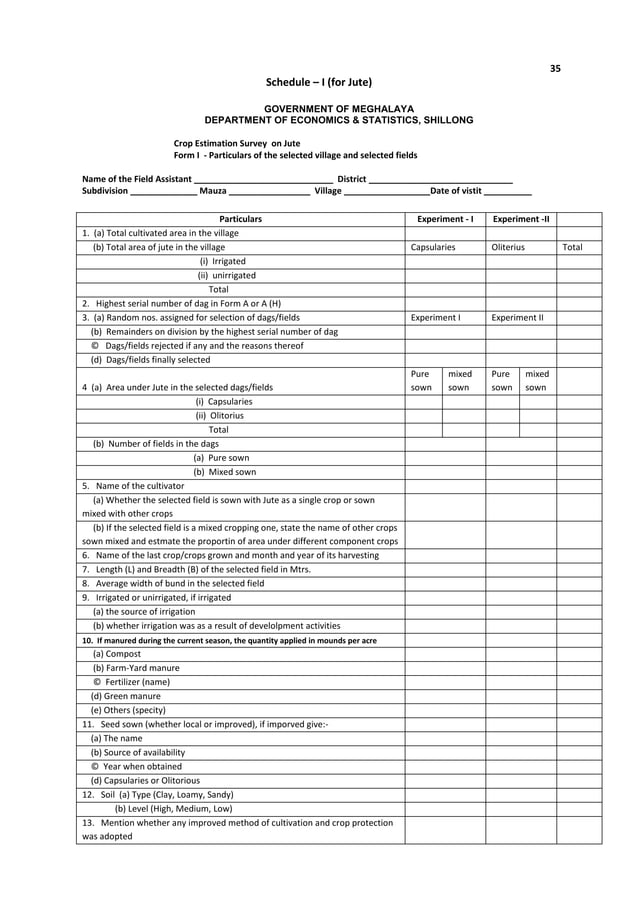 Manual of Crop Cutting Experiment.PDF | Agriculture | Industries