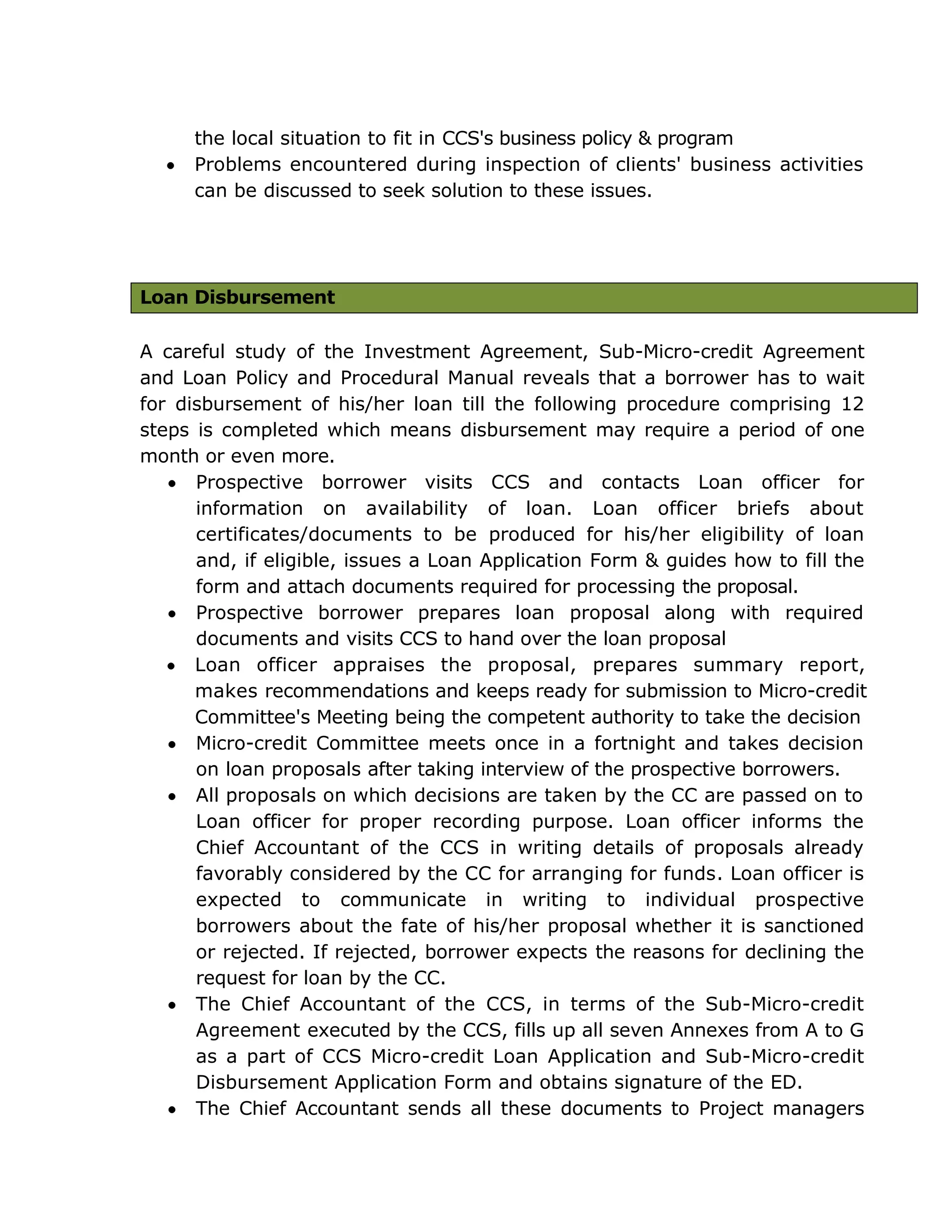 Manual on loan policy procedure for ccs microfinance | DOCX