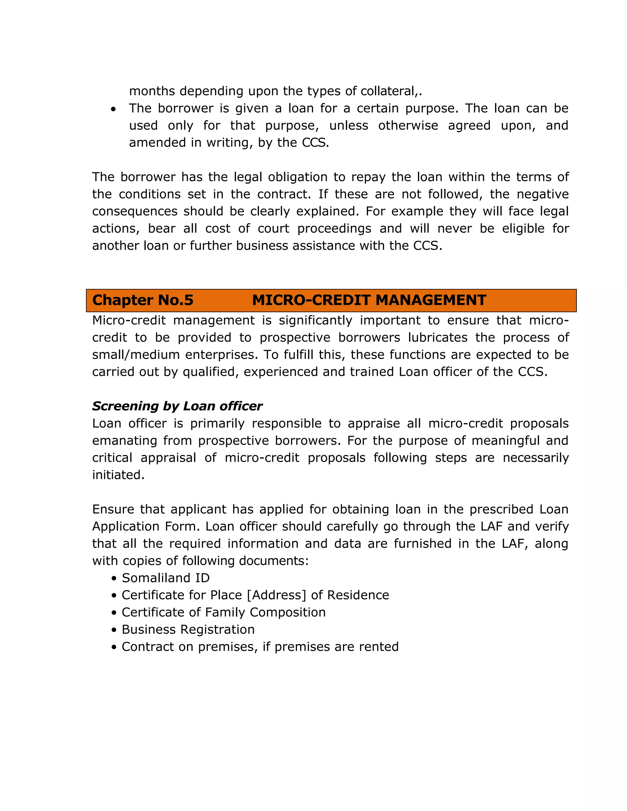 Manual on loan policy procedure for ccs microfinance | DOCX