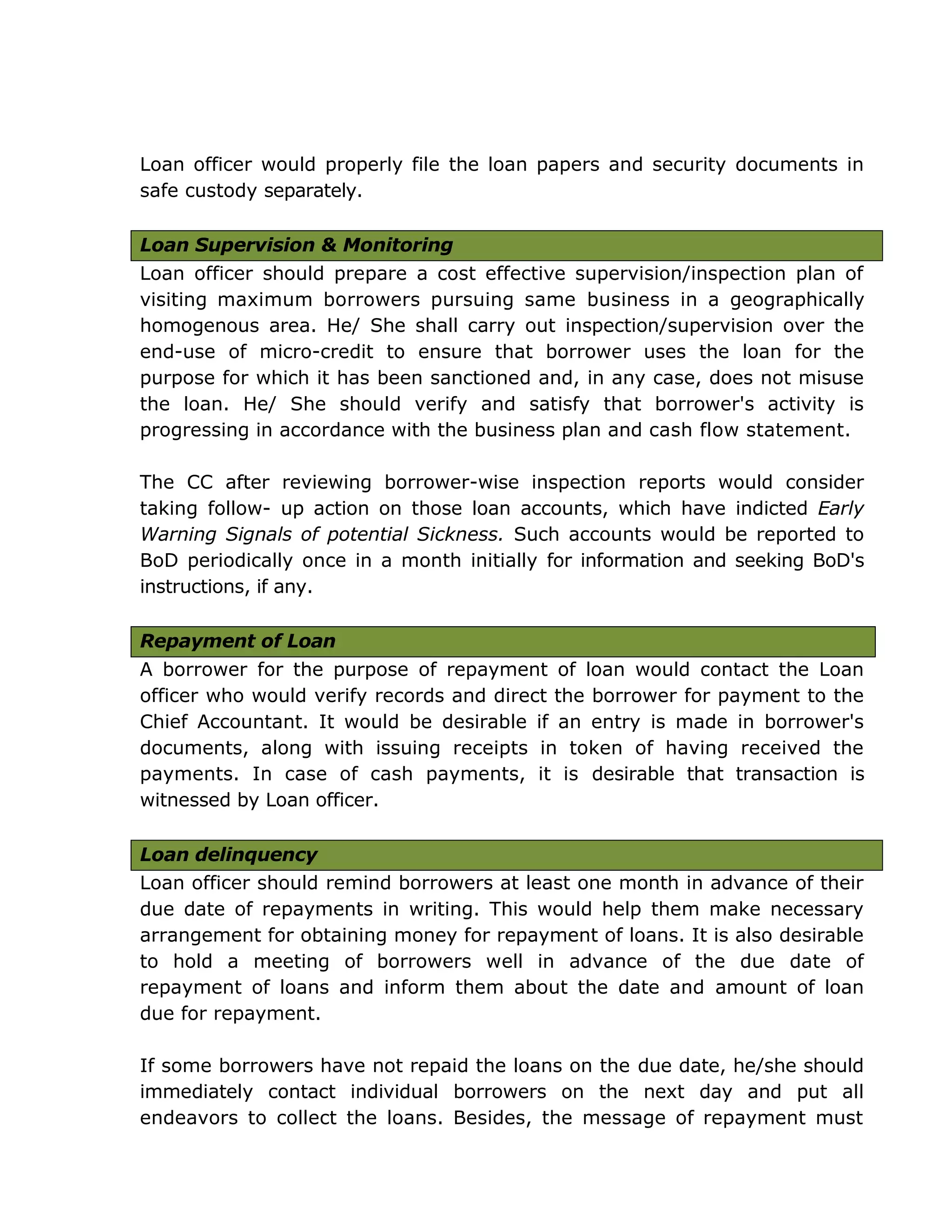 Manual on loan policy procedure for ccs microfinance | DOCX