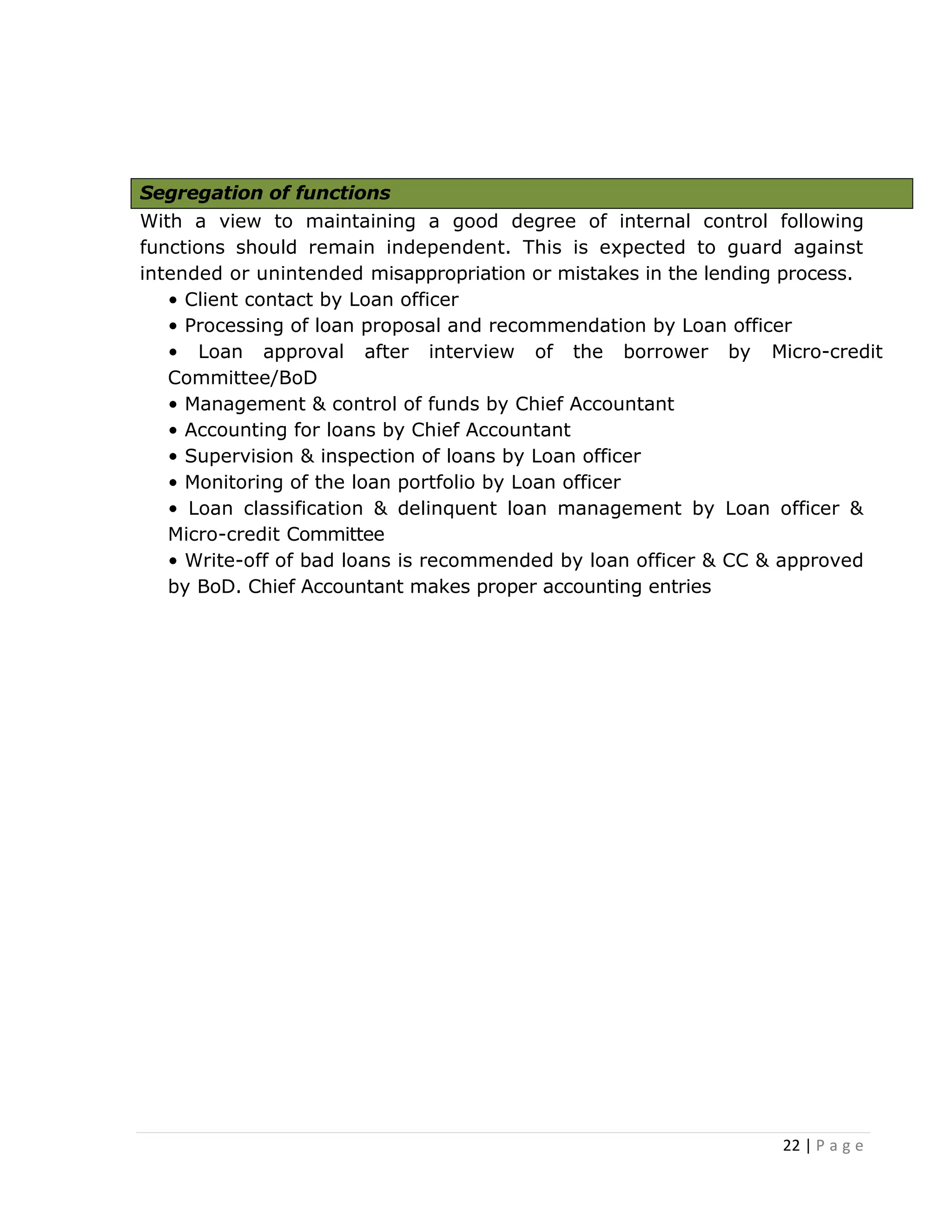 Manual on loan policy procedure for ccs microfinance | DOCX