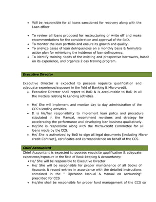 Manual on loan policy procedure for ccs microfinance | DOCX