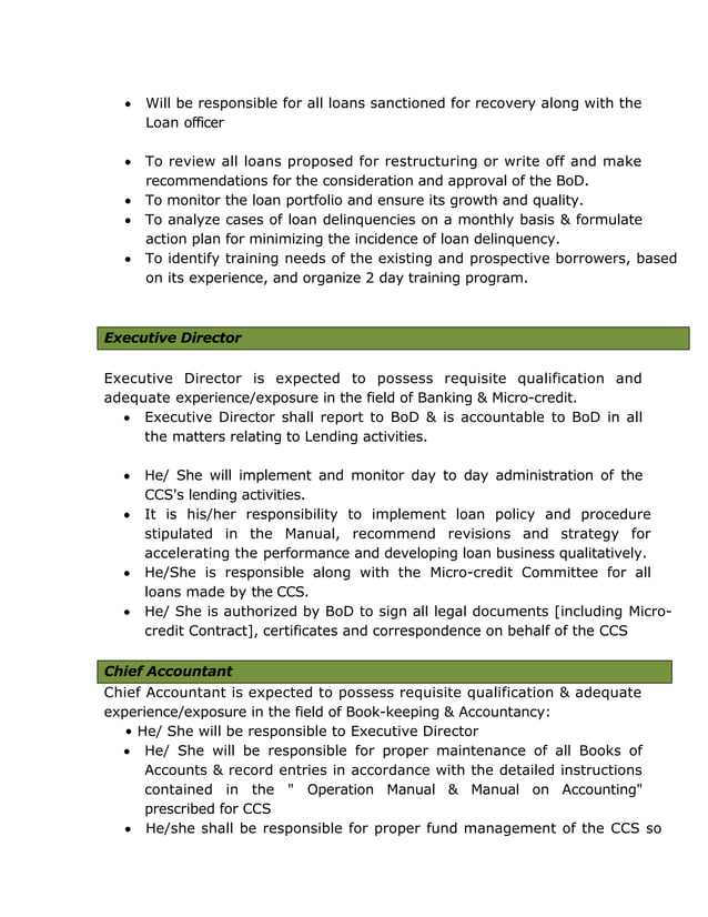 Manual on loan policy procedure for ccs microfinance | DOCX | Personal ...