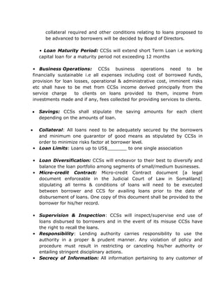 Manual on loan policy procedure for ccs microfinance | DOCX
