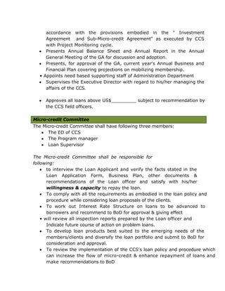 Manual on loan policy procedure for ccs microfinance | DOCX