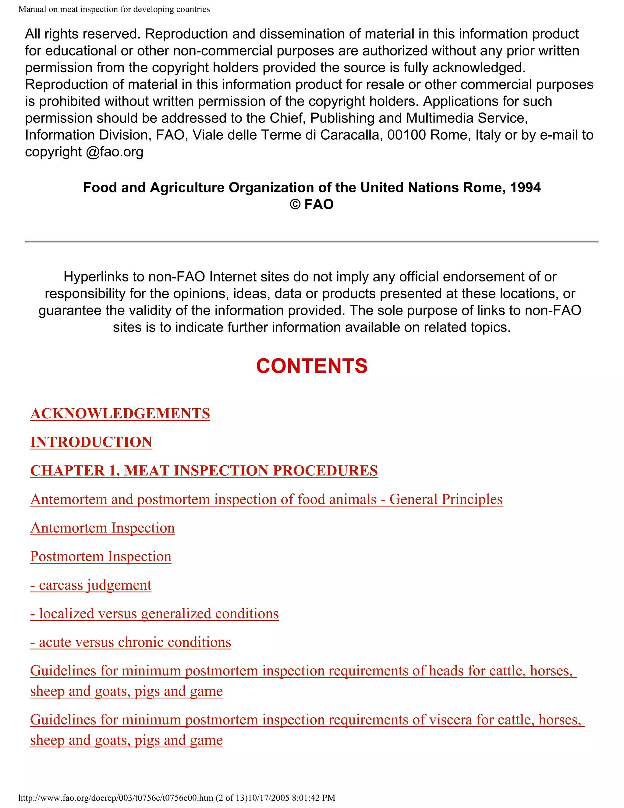 Manual on meat inspection for developing countries | PDF | Infectious ...