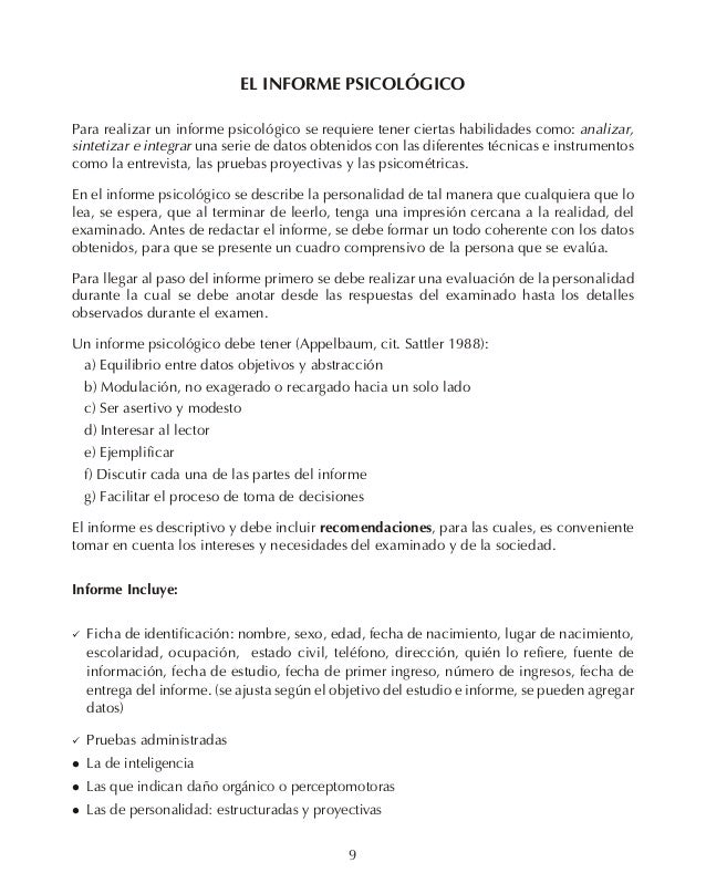 Modelo De Informe Psicol Gico En Word 5a1