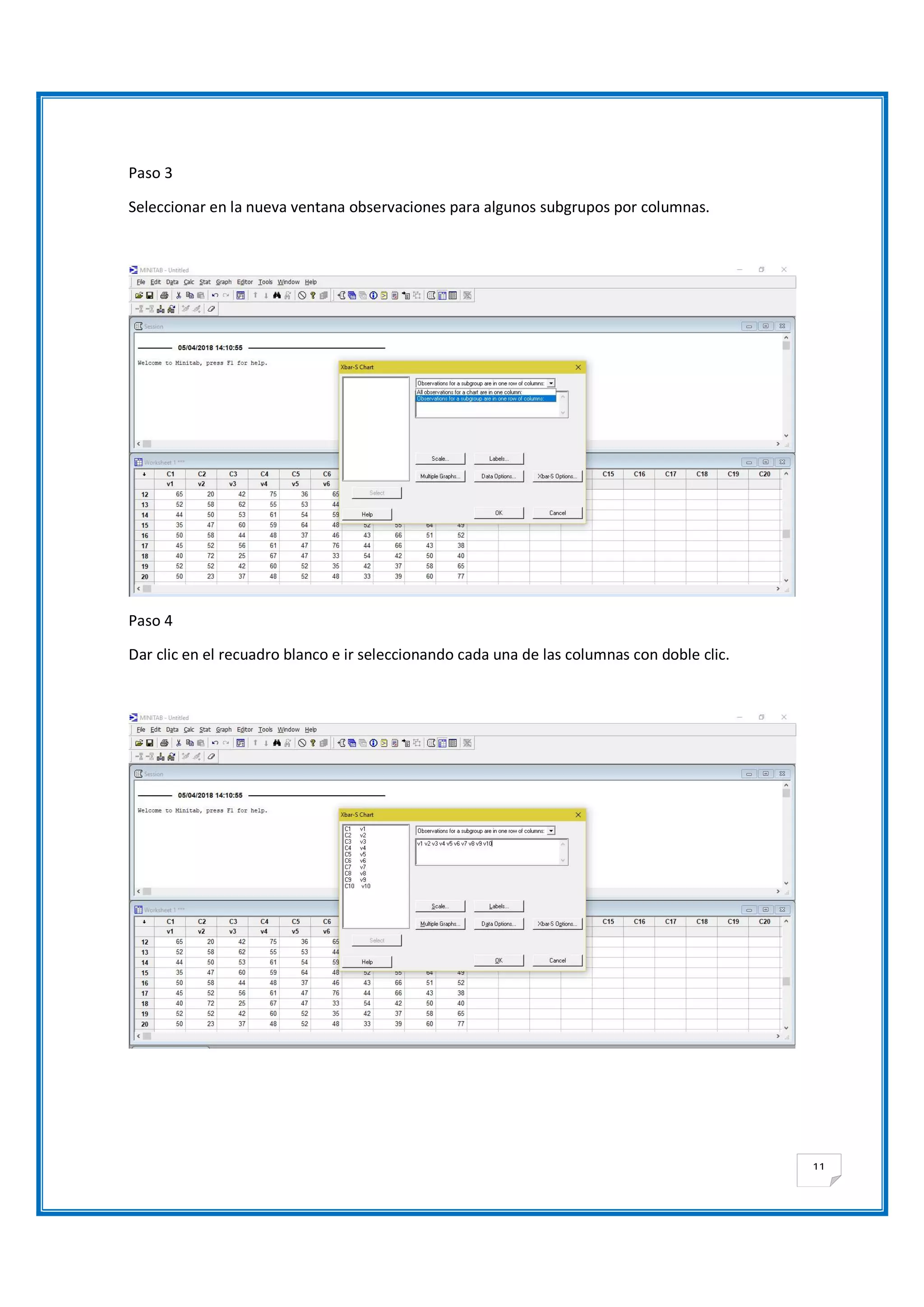 Manual para la elaboracion de cartas de control en minitab | PDF