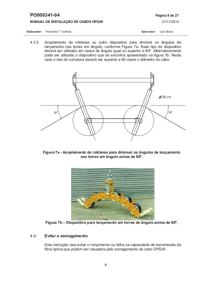 Manual para lançamento de cabo opgw cemig