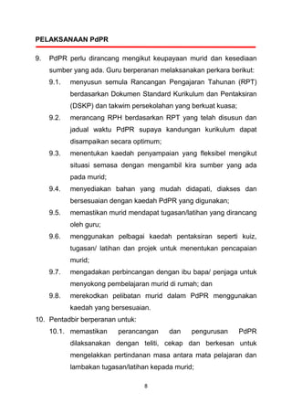 Manual PdPR - MANUAL PENGAJARAN DAN PEMBELAJARAN DI RUMAH | PDF