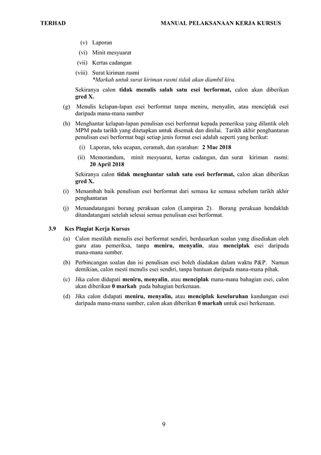 9404 Manual pelaksanaan KK BM P2 2018 | PDF