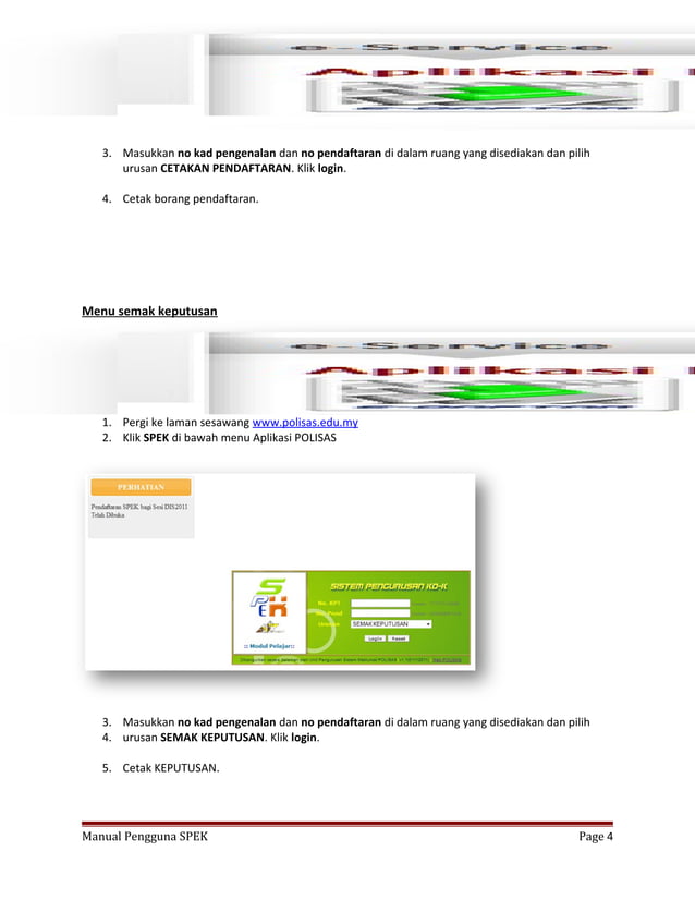 Manual penggunaan spek | PDF