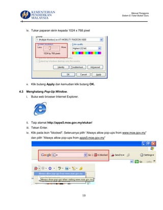 Manual Pengguna E-TukarBG (Bukan Guru) | PDF