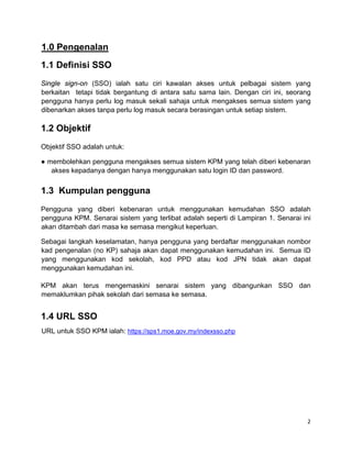 Manual Pengguna SSO Kementerian Pendidikan Malaysia | PDF