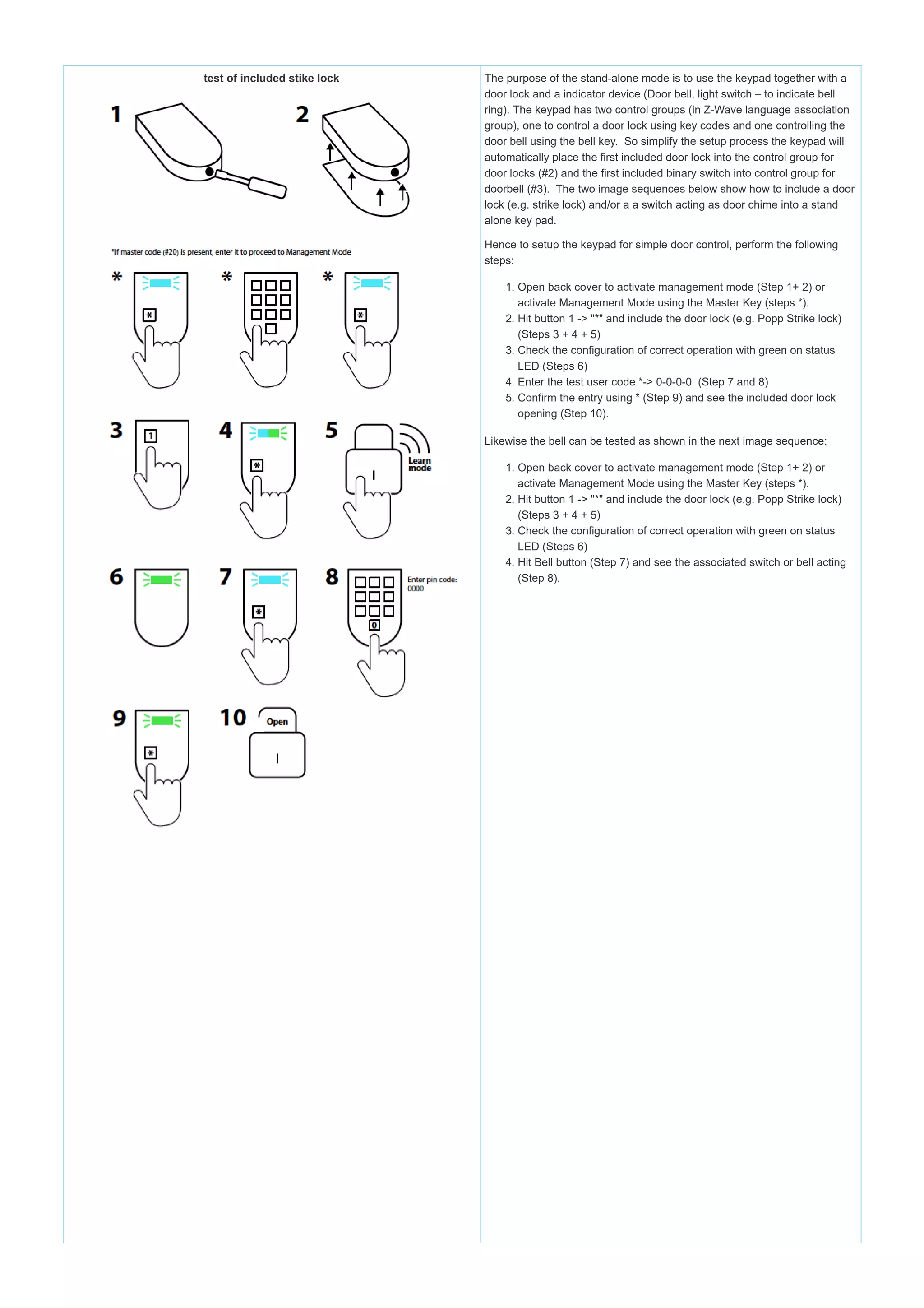 Z-Wave Keypad Manual - PoPP | PDF