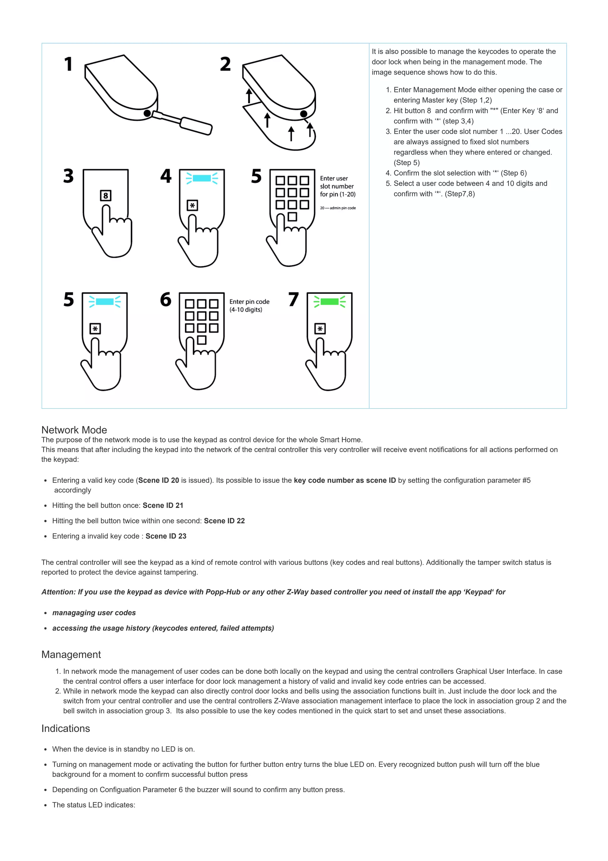 Z-Wave Keypad Manual - PoPP | PDF