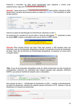 Manual de preenchimento do ADA Web | PDF
