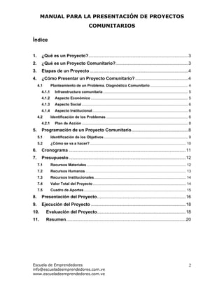 Manual para la Elaboración de Proyectos Comunitarios | PDF