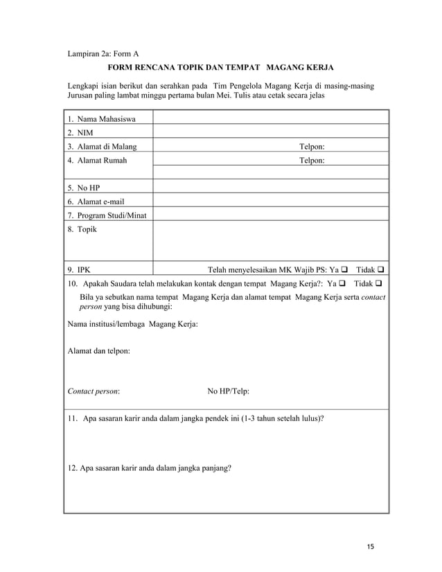 Manual prosedur magang_kerja_2011 | PDF