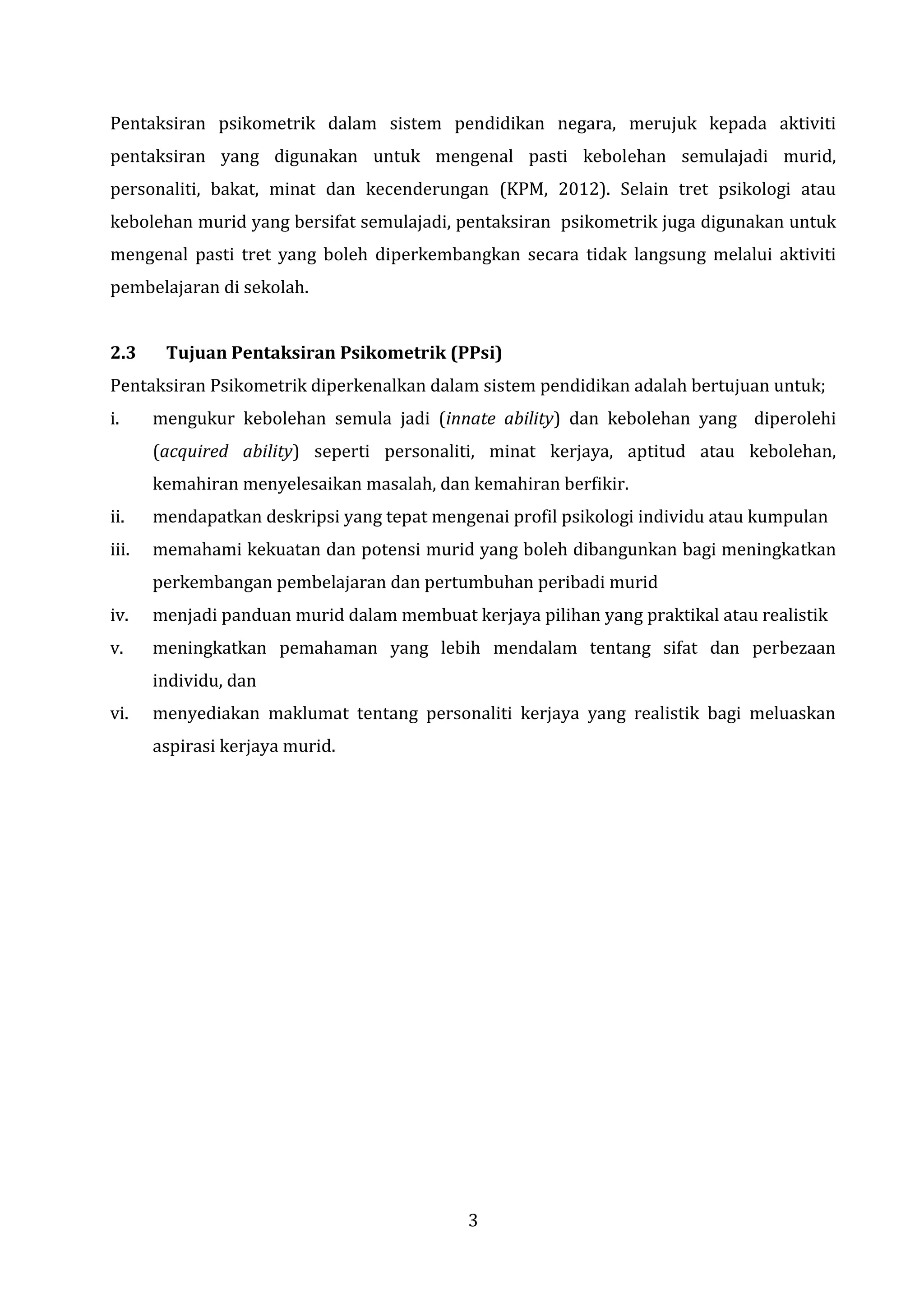 Manual psikometrik ting 3 | PDF
