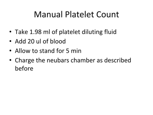 Manual RBC, WBC platelet count sop (1).pptx | Blood Disorders ...