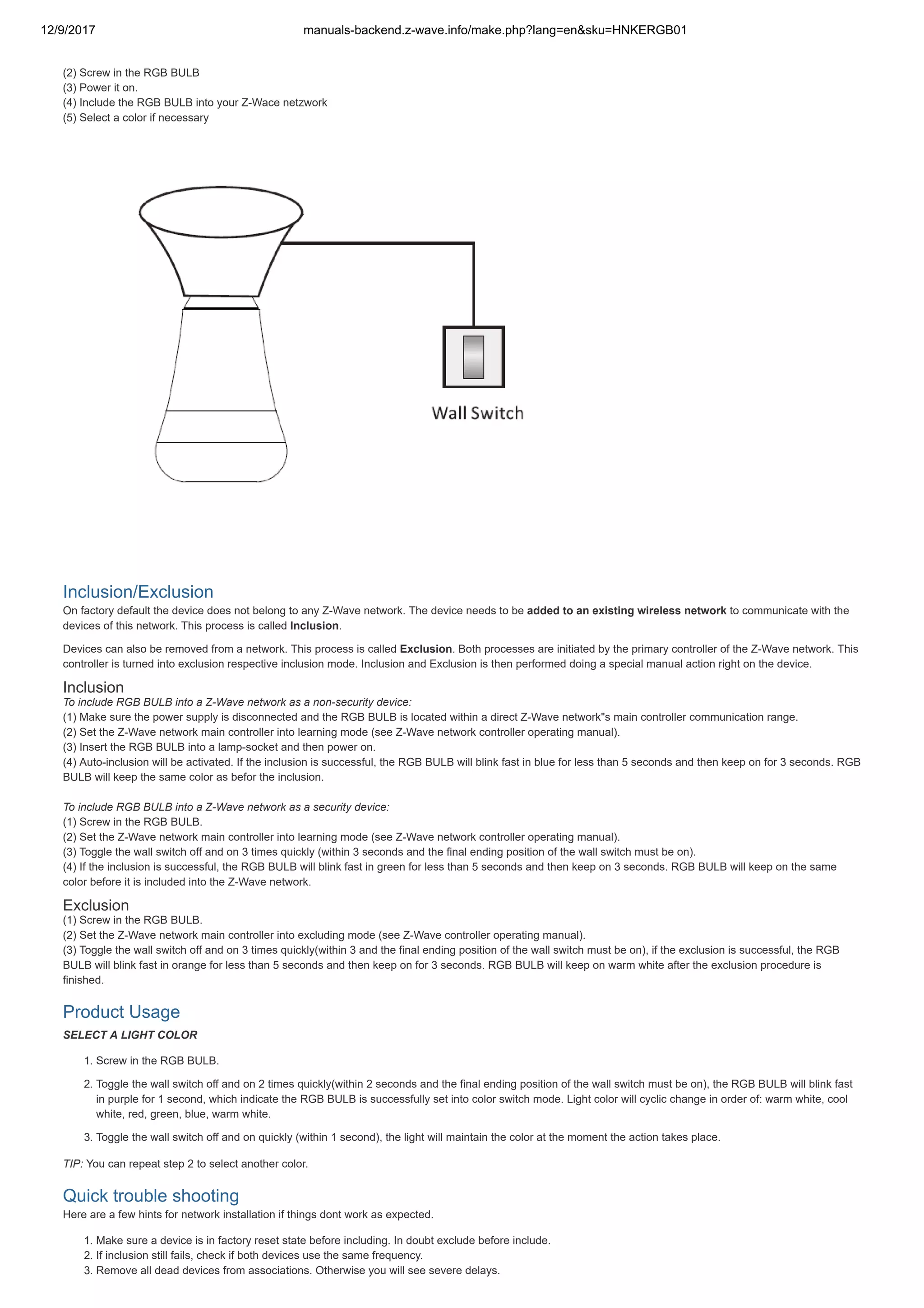 Manuals Hank led rgbw.z-wave | PDF