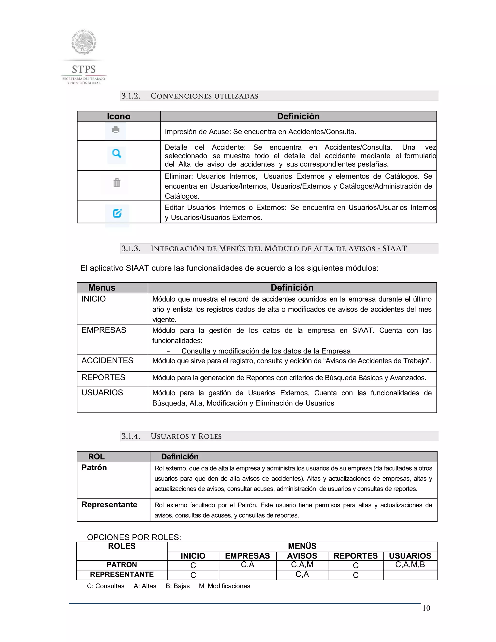 Manual STPS Sistema para dar Avisos de Accidentes de Trabajo SIAAT | PDF
