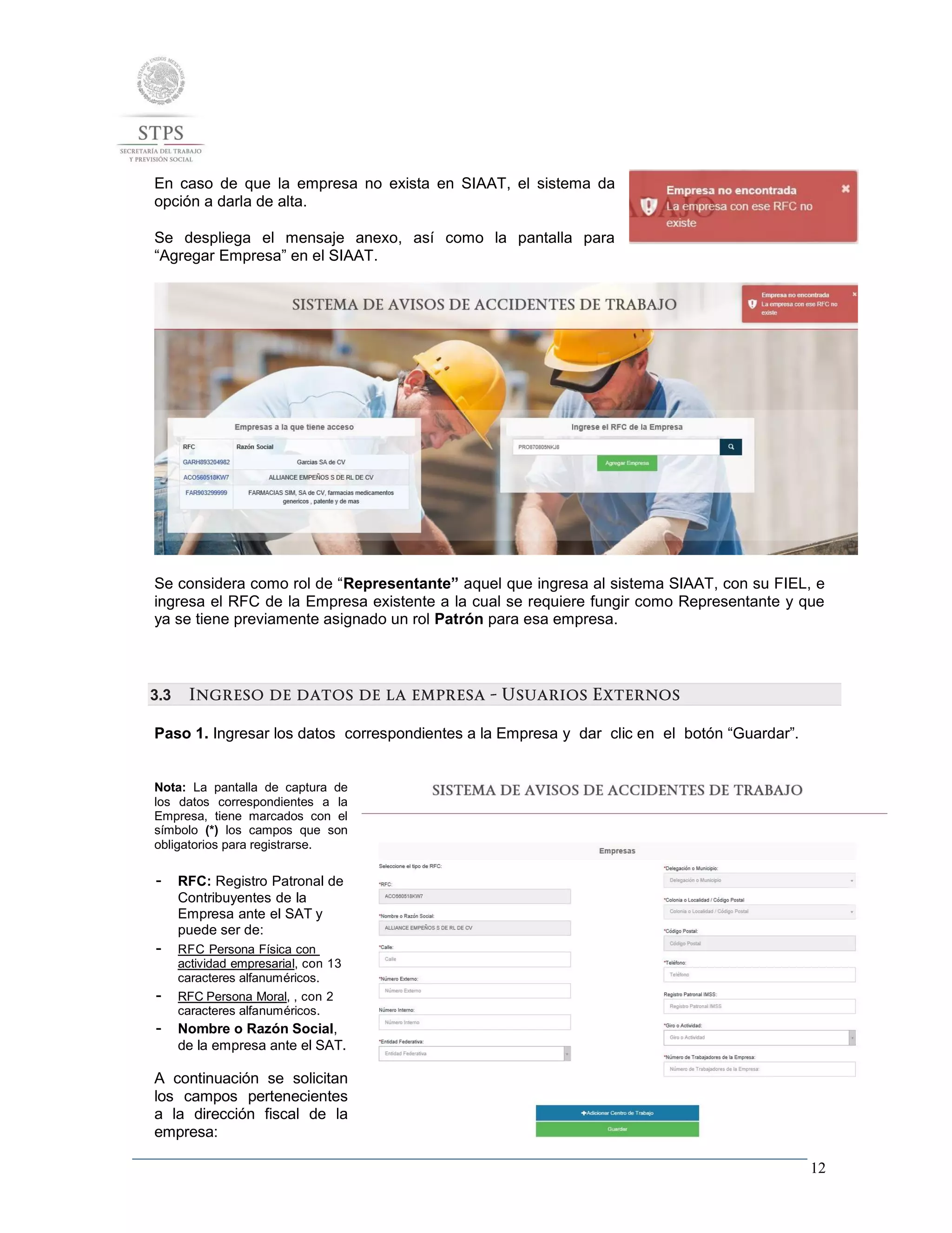 Manual STPS Sistema para dar Avisos de Accidentes de Trabajo SIAAT | PDF