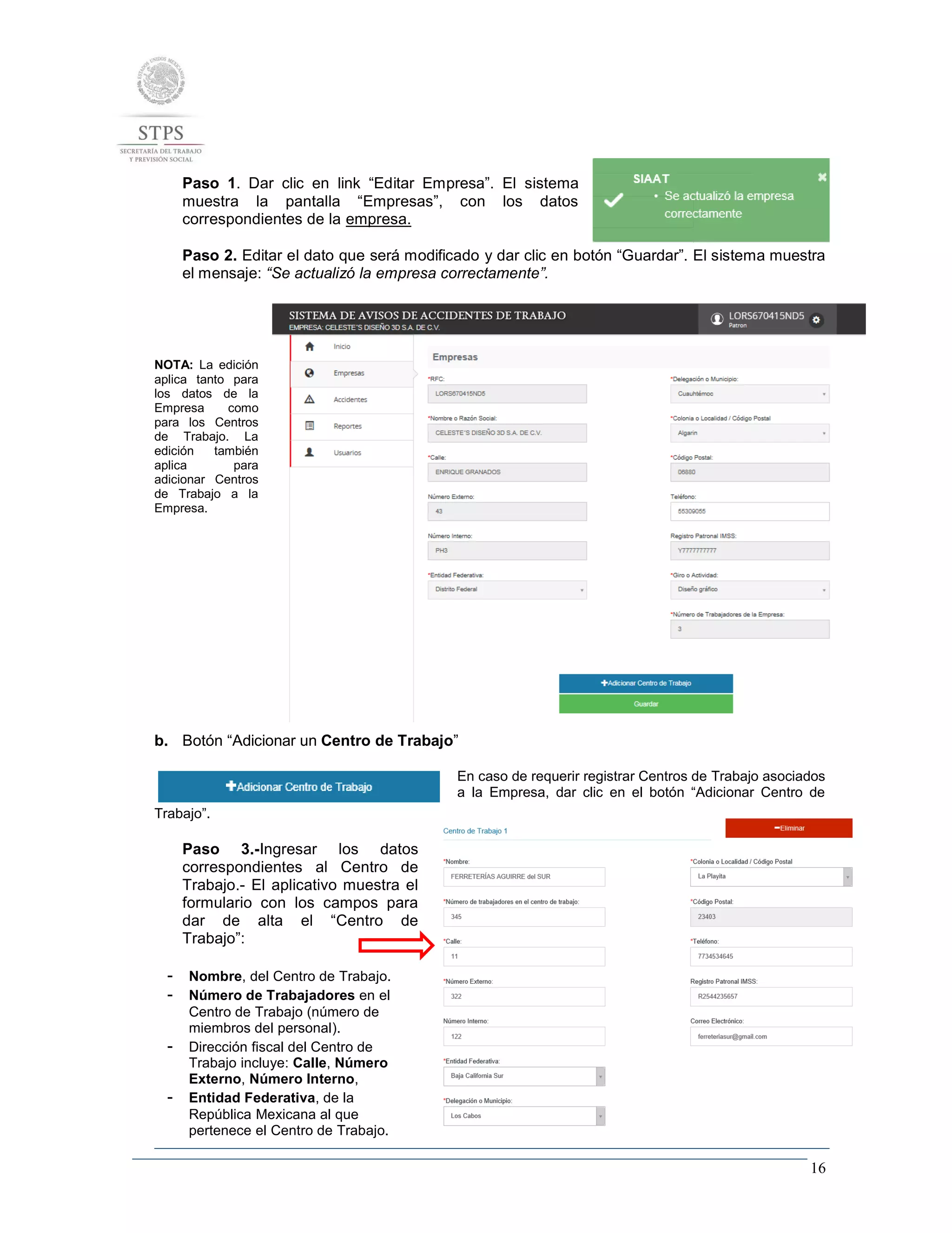 Manual STPS Sistema para dar Avisos de Accidentes de Trabajo SIAAT | PDF