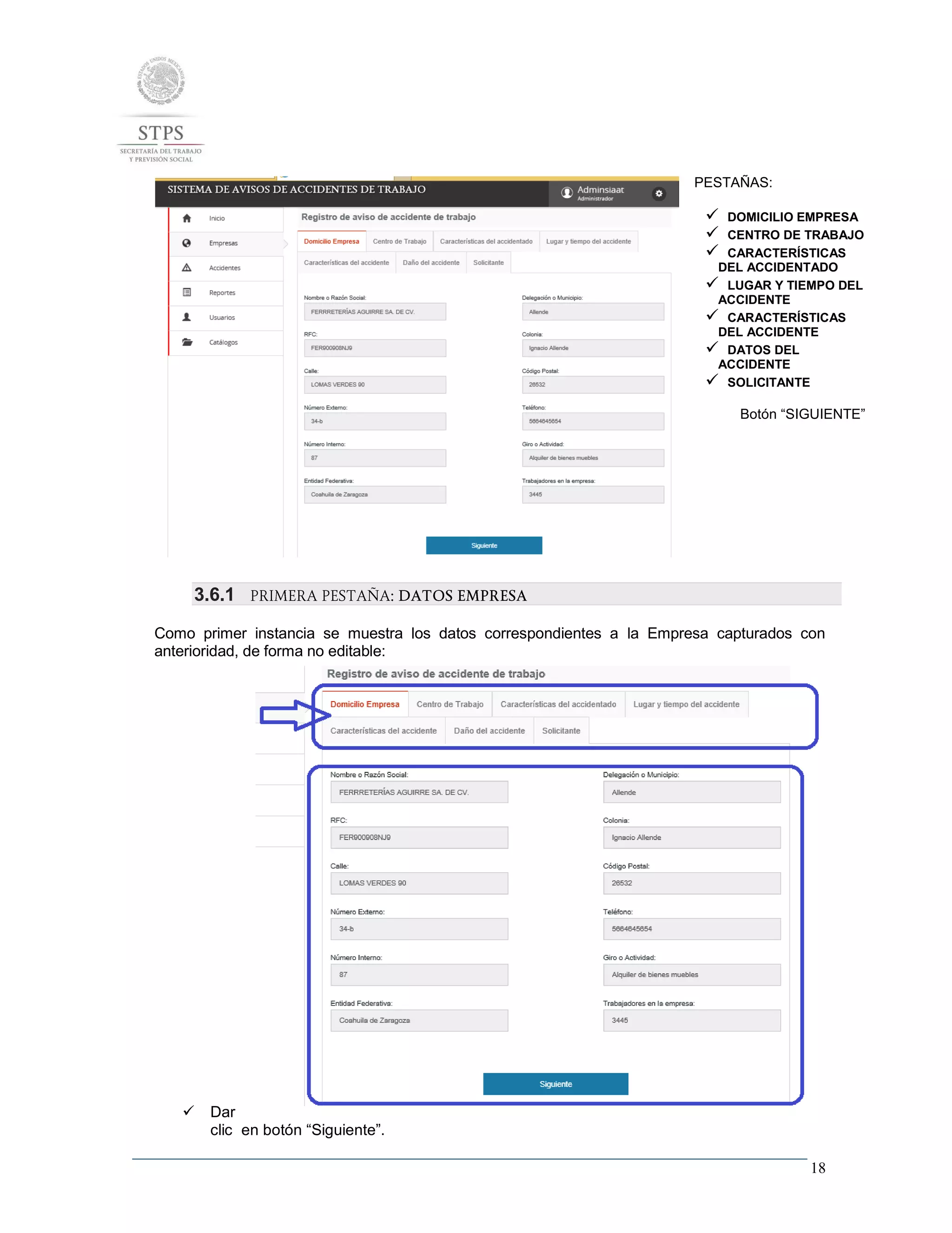 Manual STPS Sistema para dar Avisos de Accidentes de Trabajo SIAAT | PDF