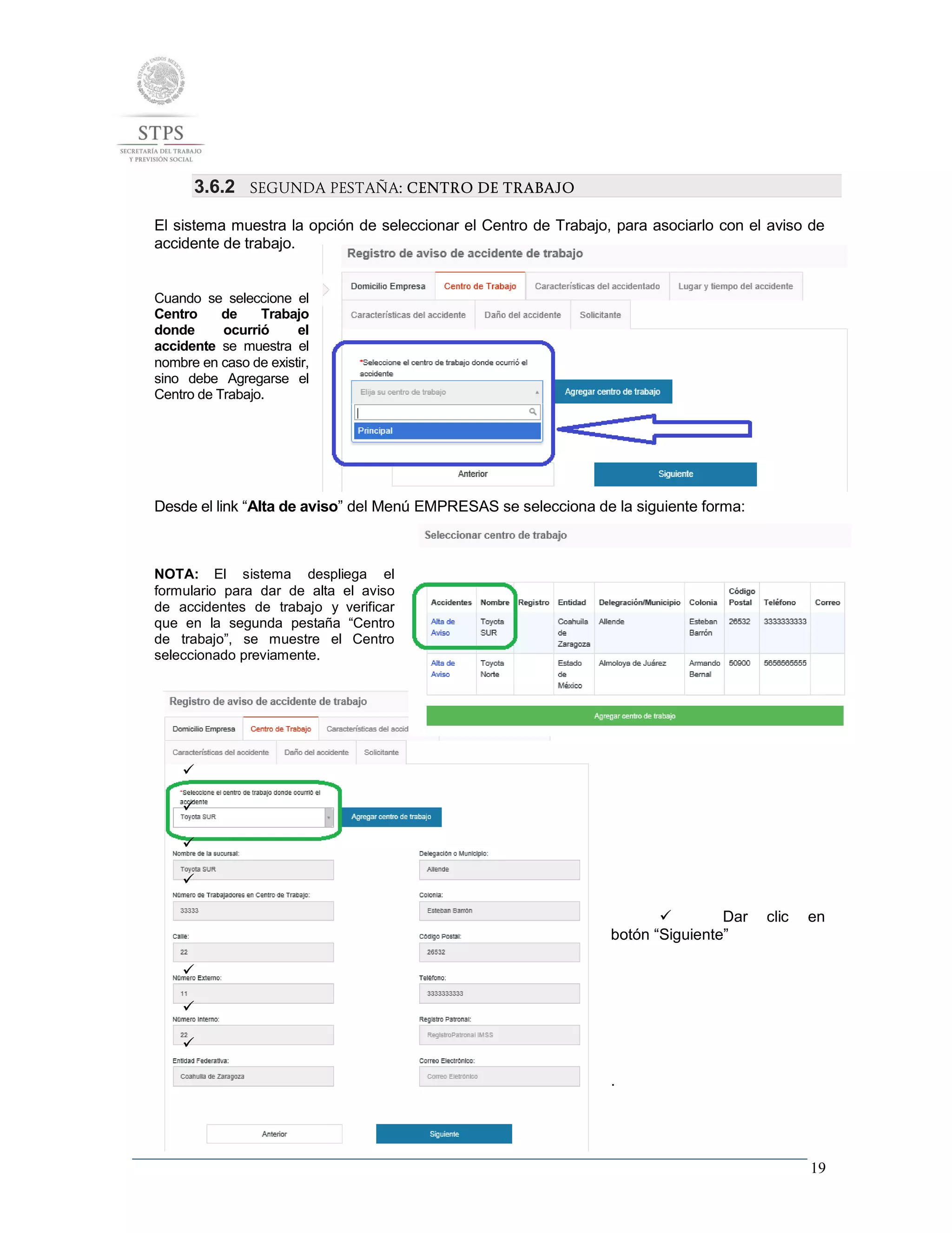 Manual STPS Sistema para dar Avisos de Accidentes de Trabajo SIAAT | PDF