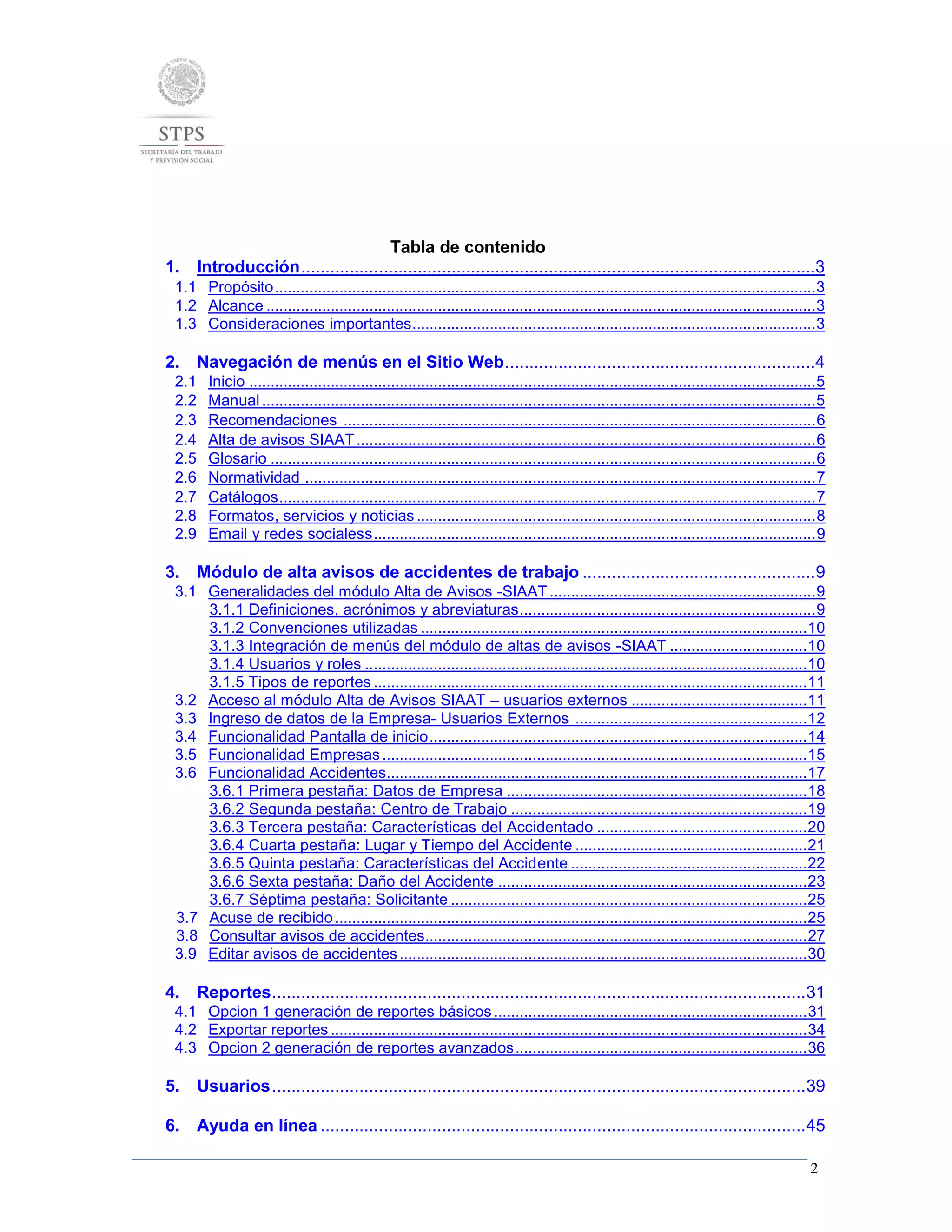 Manual STPS Sistema para dar Avisos de Accidentes de Trabajo SIAAT | PDF